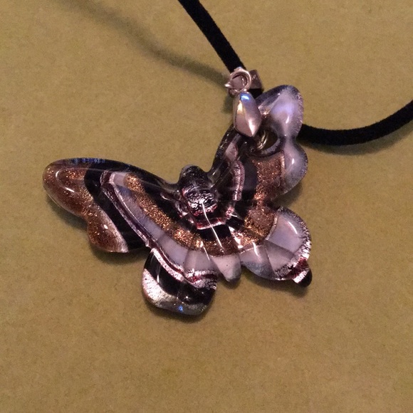 Jewelry | Glass Butterfly Pendant Necklace | Poshmark